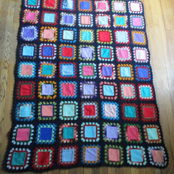 Handmade | Bedding | Handmade Crochet Granny Square Blanket Throw ...